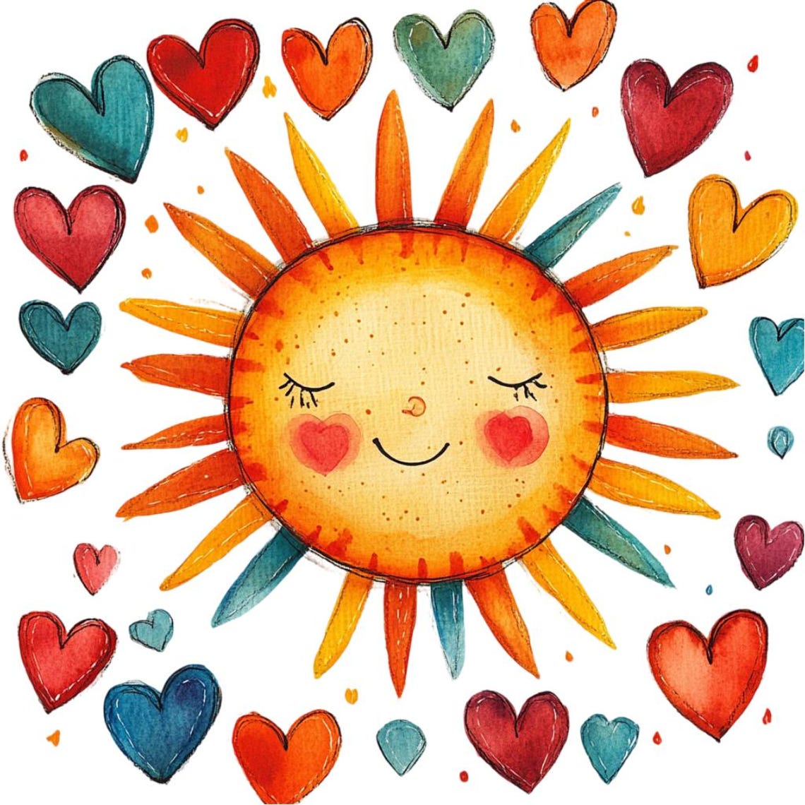 16 Happy Sun Hearts Colorful Clipart Bundle, 16 High-quality JPG, Craft ...