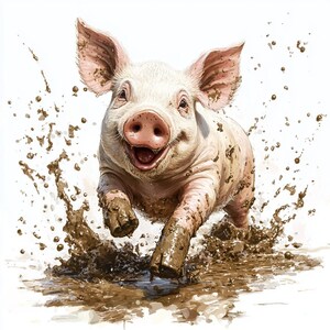 12 Pig in a Mud Puddle Clipart Bundle, High-quality JPG, Craft Art ...