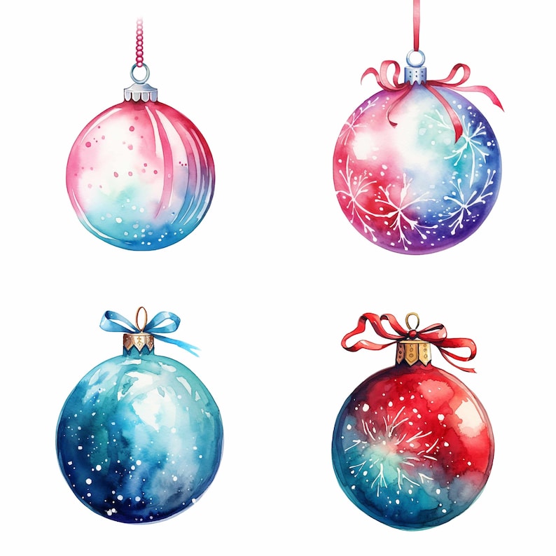 14 Christmas Ornament Balls Clipart Bundle, 14 High-quality JPG ...