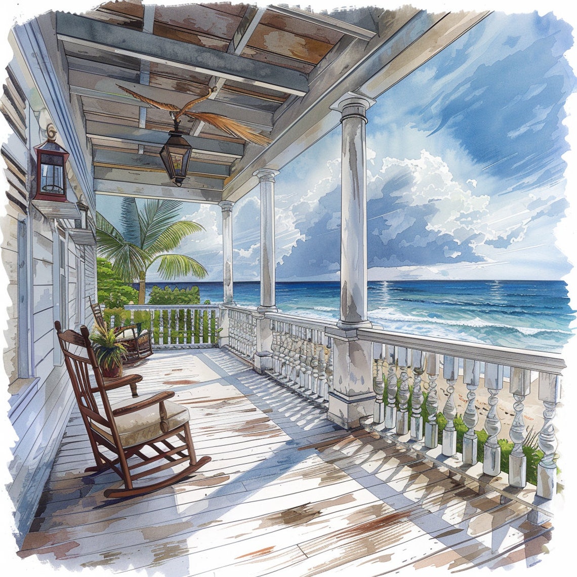 16 Porch Veranda Ocean View Clipart Bundle, 16 High-quality JPG, Craft ...