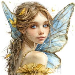 Blue and Yellow Fairy Princess Clipart Bundle, 16 High-quality JPG ...