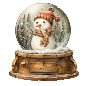 Snowman in a Snow Globe Clipart Bundle, 16 High-quality JPG, Craft Art ...