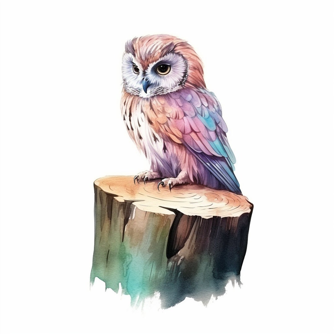 Owl on Stump Clipart Bundle, High-quality JPG, Craft Art, Card Making ...