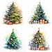 14 Watercolor Christmas Tree Clipart Bundle, High-quality JPG, Nursery ...