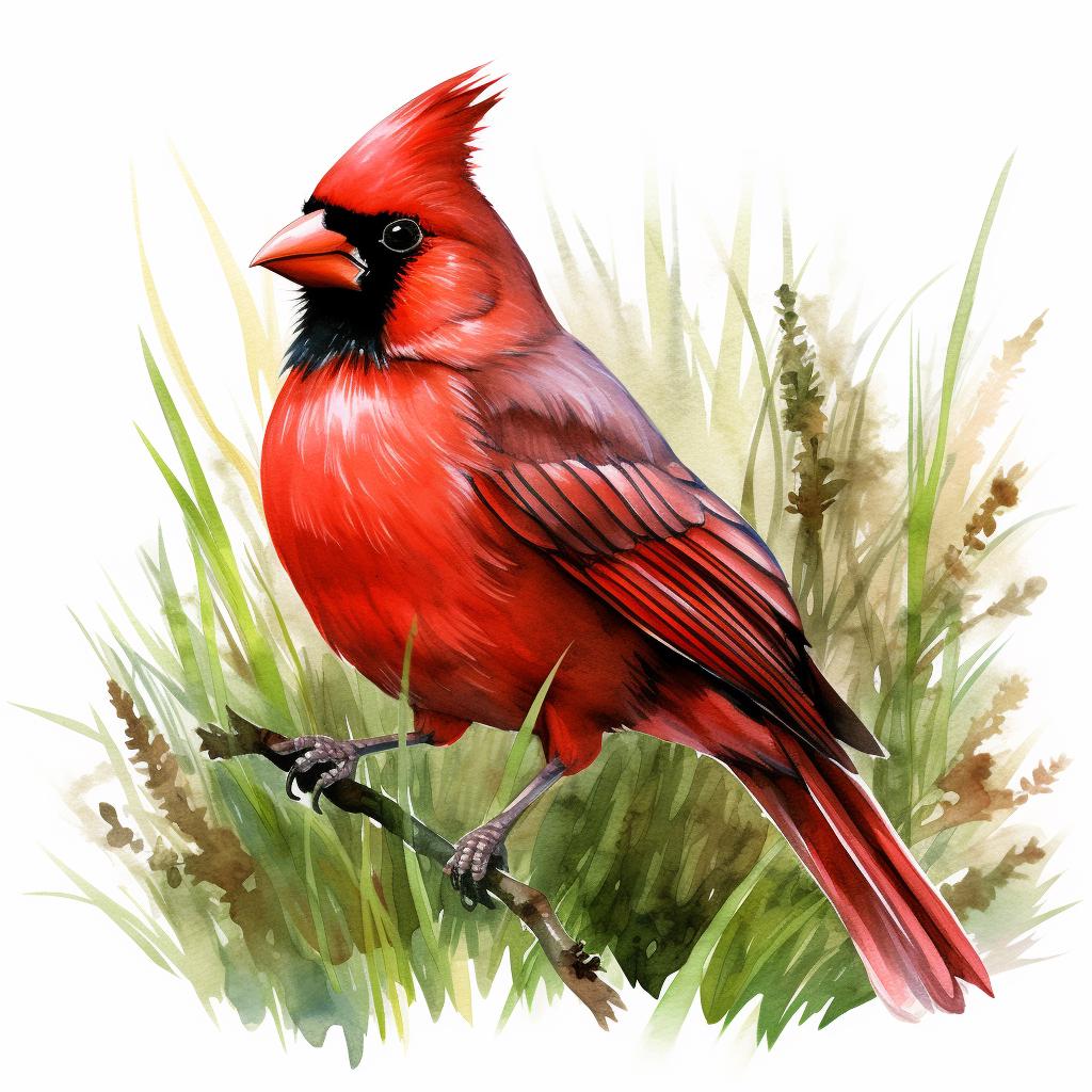 12 Cardinal Bird in Grass Clipart Bundle, High-quality JPG, Craft Art ...