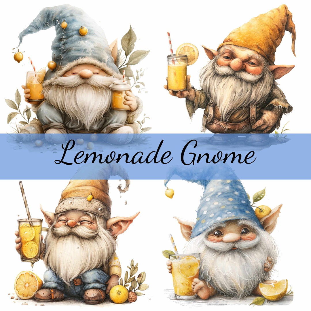 15 Lemonade Drink Gnome Summer Clipart Bundle, 15 High-quality JPG, Craft Art, Card Making, Clip ...