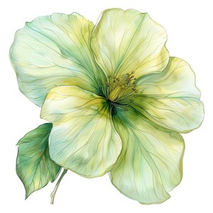 Pale Yellow and Green Abstract Flowerclipart Bundle, High-quality JPG ...