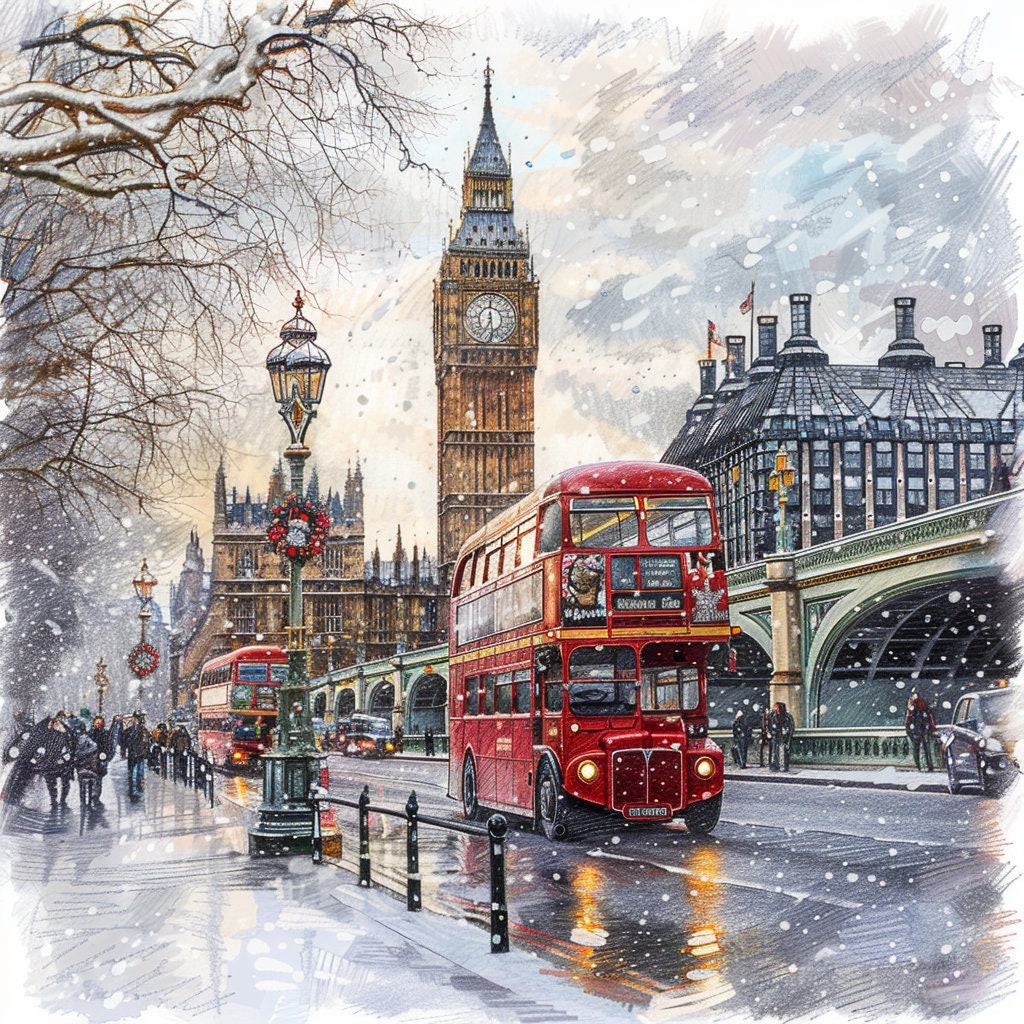 16 Christmas in London Clipart Bundle, 16 High-quality JPG, Craft Art ...