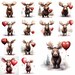 12 Valentine Moose Clipart Bundle, High-quality JPG, Craft Art, Card ...