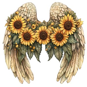 15 Angel Wings Sunflower Flower 15 Clipart Bundle, Transparent PNG ...