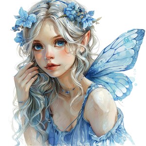 Blue Fairy Princess Clipart Bundle, 16 High-quality JPG, Craft Art ...