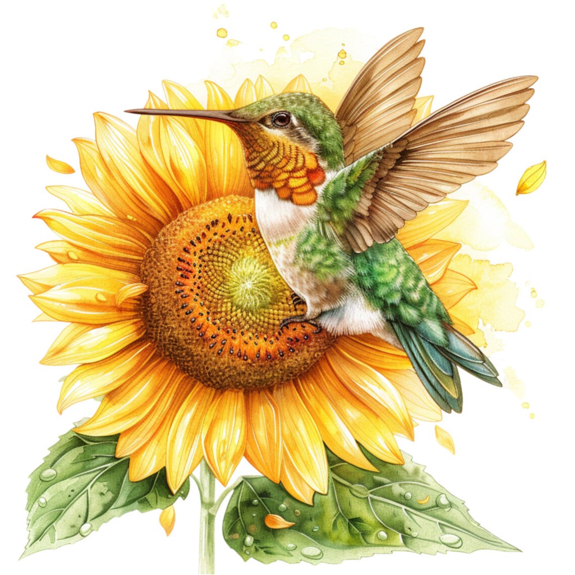 16 Hummingbird on Flower Sunflower Clipart Bundle, 16 High-quality JPG ...