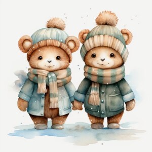 14 Winter Teddy Bear Freinds Clipart Bundle, High-quality JPG, Nursery ...