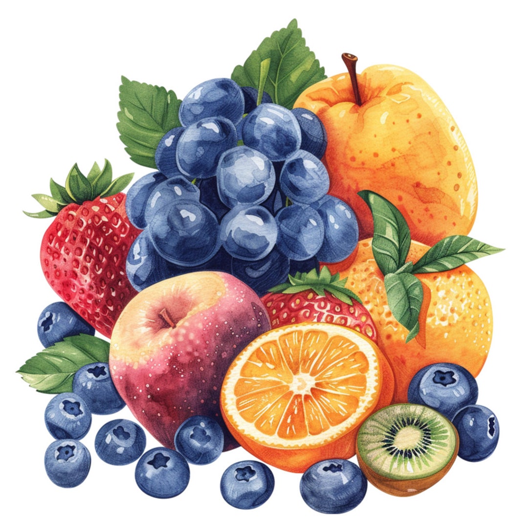 Fruit Bunch Pile Clipart Bundle, 15 High-quality JPG, Craft Art, Card ...