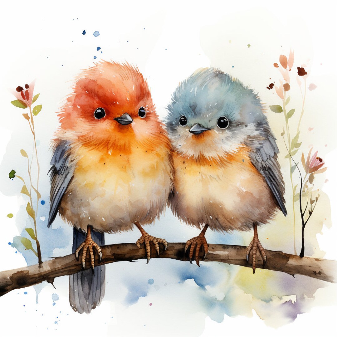 12 Bird Friends Clipart Bundle, 12 High-quality JPG, Nursery Art, Card ...