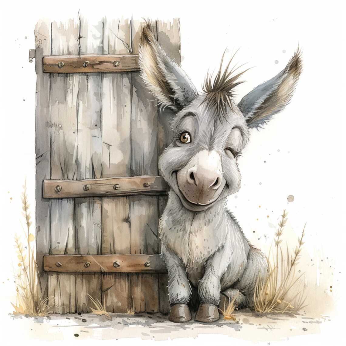 16 Silly Donkey in a Barn Cartoon Clipart Bundle, 16 High-quality JPG ...