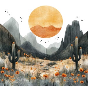 11 Folk Art Southwest Desert Cactus Clipart Bundle 11 Transparent PNG ...