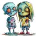 Zombie Friends Clipart Bundle, 16 High-quality JPG, Craft Art, Card ...