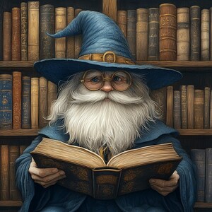 Wizard Man in the Library W Books 2 Clipart Bundle, 12 High-quality JPG ...