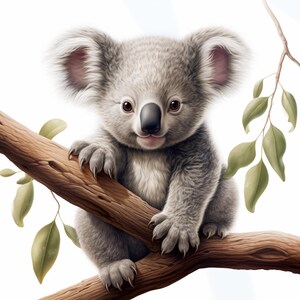 Koala in Tree Clipart Bundle, High-quality JPG, Craft Art, Card Making ...
