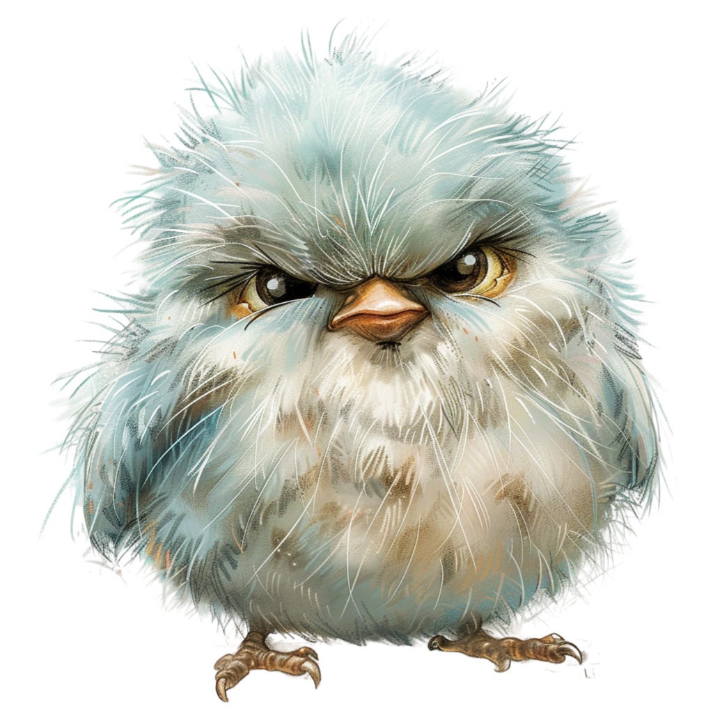 Fluffy Fat Grumpy Bird Clipart Bundle Clipart Bundle, JPG, Card Making ...