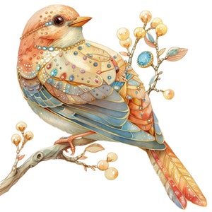 Bird Made of Gold and Jewels Clipart Bundle, 16 High-quality JPG, Craft ...