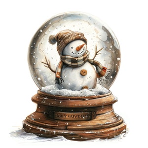 Snowman in a Snow Globe Clipart Bundle, 16 High-quality JPG, Craft Art ...
