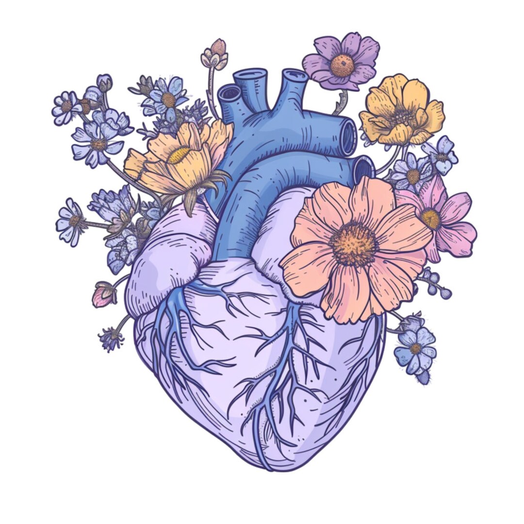 Floral Heart Flowers Clipart Bundle, 14 High-quality JPG, Craft Art ...