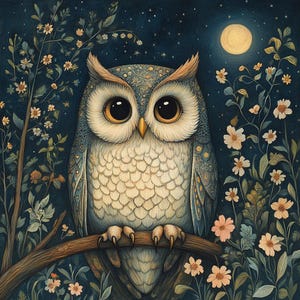 16 Owl in Moon Light Night Clipart Bundle, High-quality JPG, Craft Art ...
