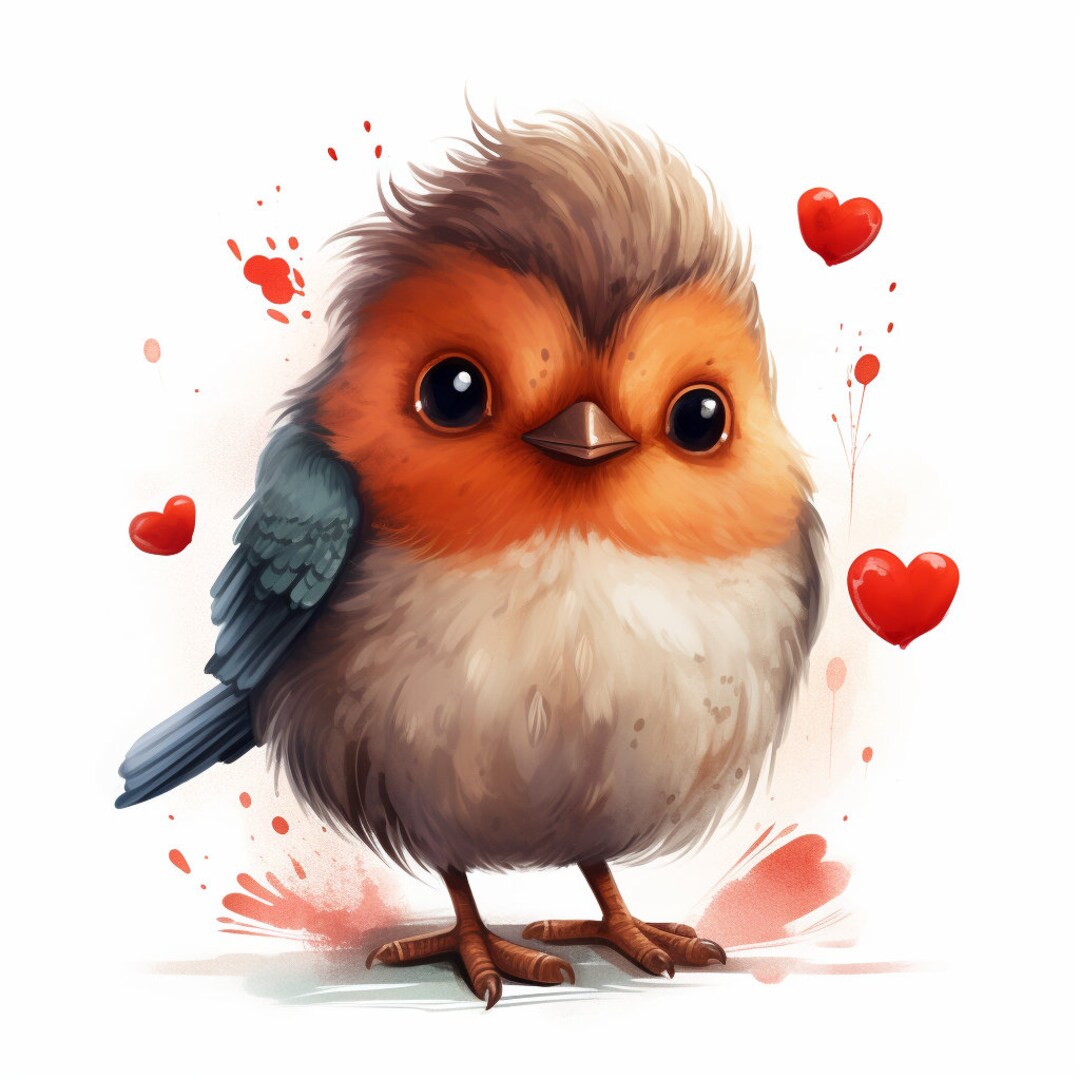 16 Valentine Robin Bird Clipart Bundle, High-quality JPG, Craft Art ...
