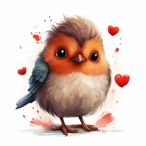 16 Valentine Robin Bird Clipart Bundle, High-quality JPG, Craft Art ...