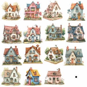 15 Mini House Small Homes Clipart Bundle, 15 High-quality JPG, Craft ...