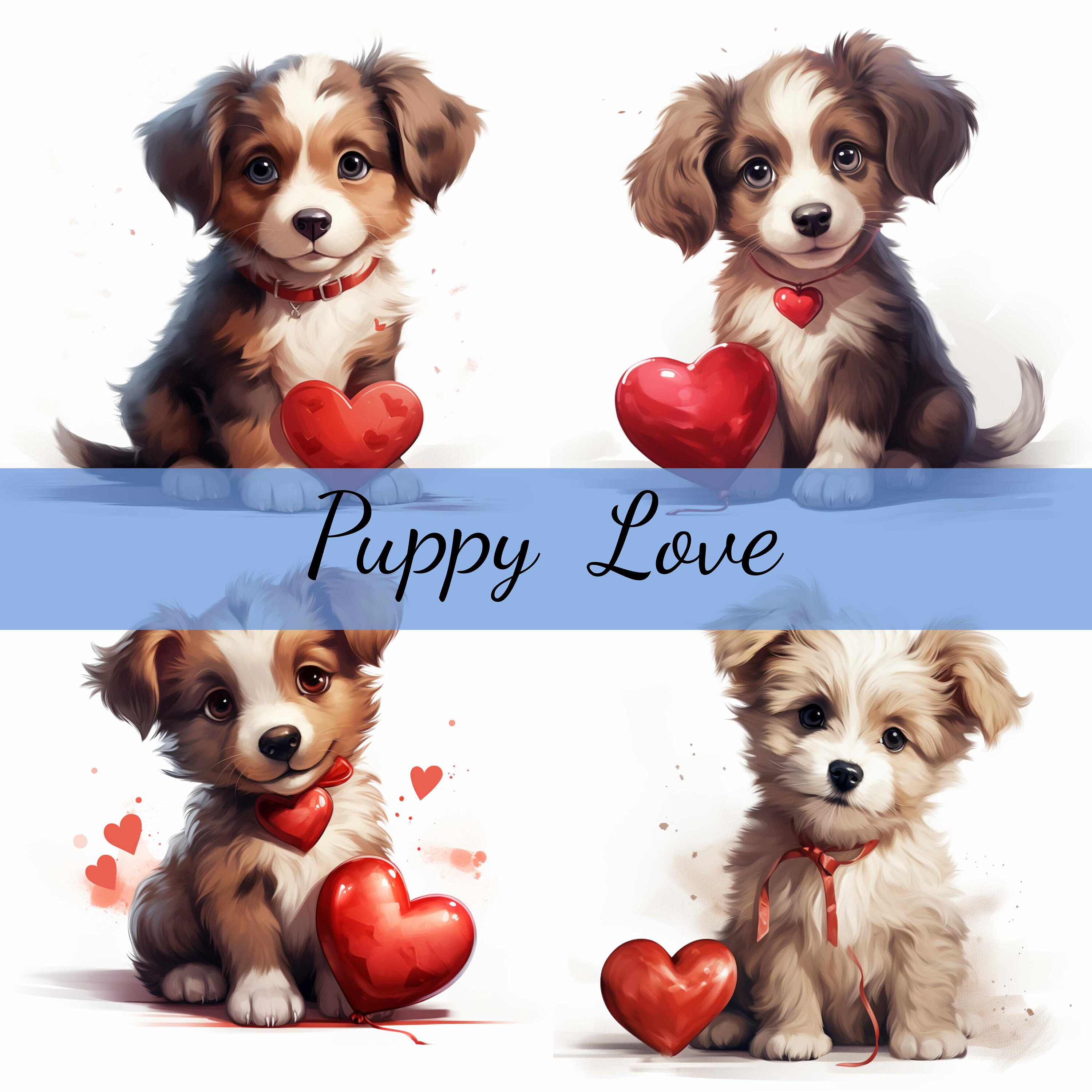 12 Valentine Puppy Clipart Bundle, High-quality JPG, Craft Art, Card ...