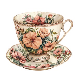 16 Fancy Floral Teacup Tea Mug Clipart Bundle, 16 High-quality JPG ...