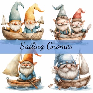 15 Gnomes on a Boat Sailing Clipart Bundle, 15 High-quality JPG, Craft ...
