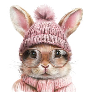 Bunny Rabbit With Hat and Sunglasses Clipart Bundle, High-quality JPG ...