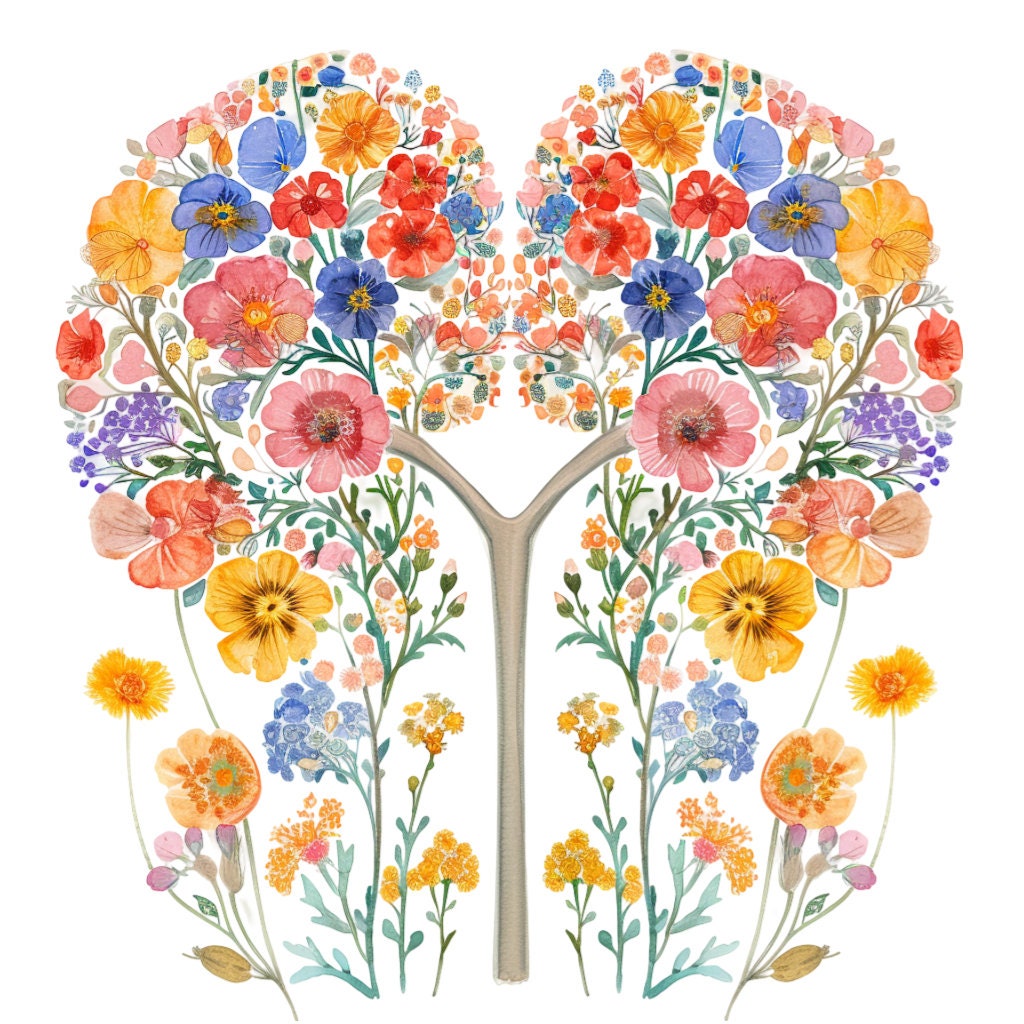 Floral Kidney Flower Clipart Bundle, 16 High-quality JPG, Craft Art ...