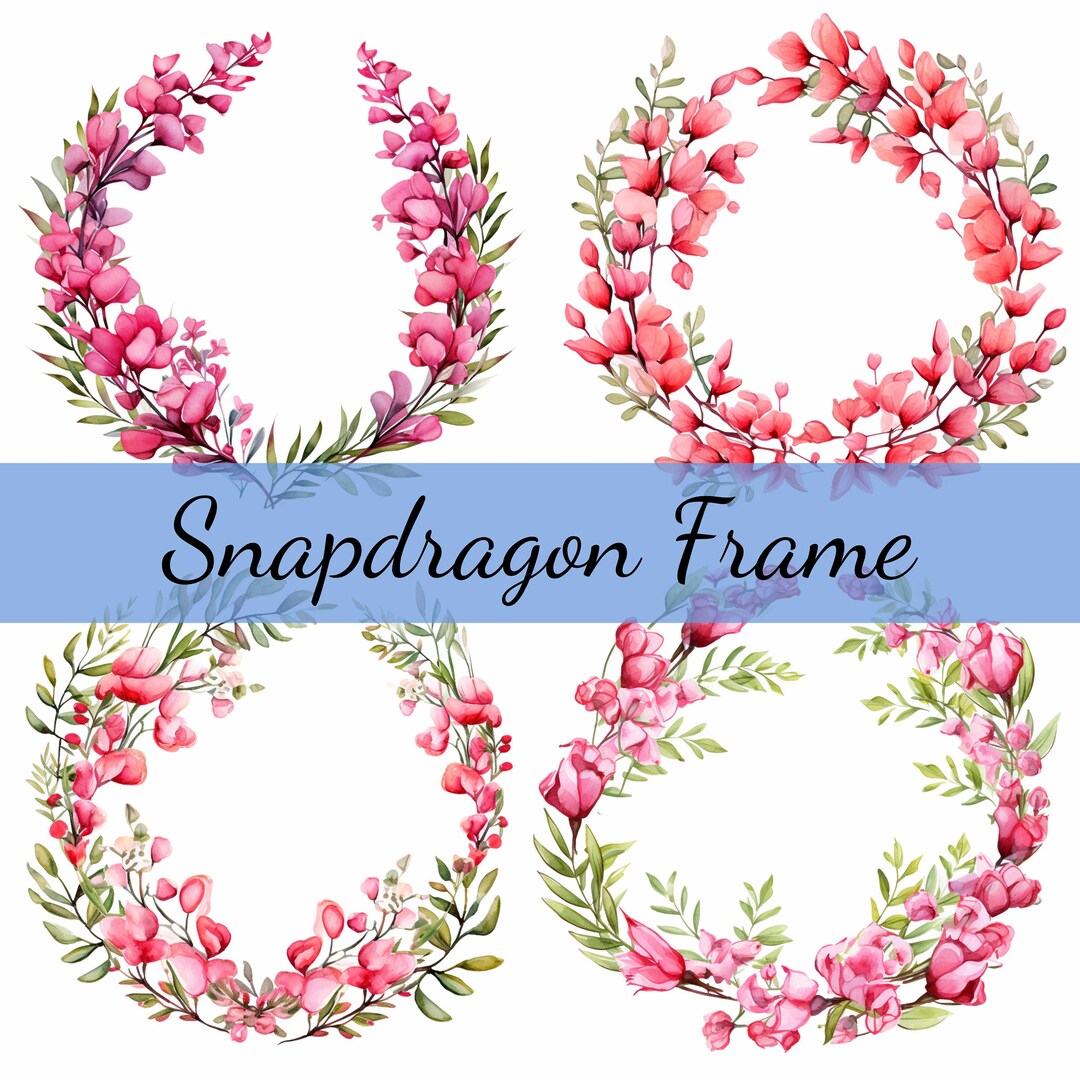 15 Snapdragon Flower Wreath Clipart Bundle, High-quality JPG, Craft Art ...
