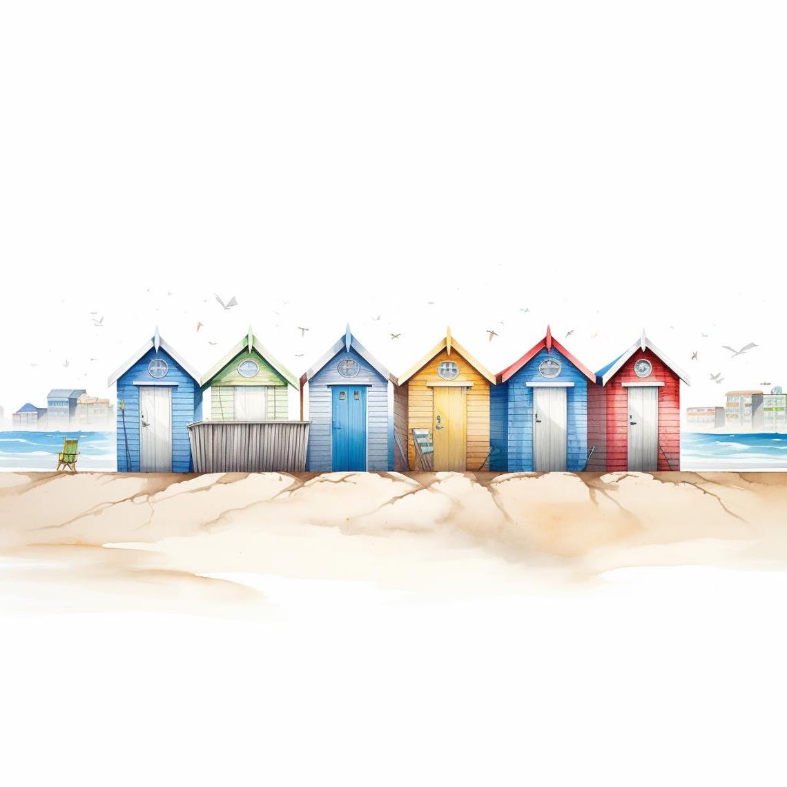 16 Beach Huts Clipart Bundle, High-quality JPG, Craft Art, Card Making ...