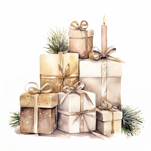 13 Boho Wrapped Presents Gift Clipart Bundle, High-quality JPG, Nursery ...