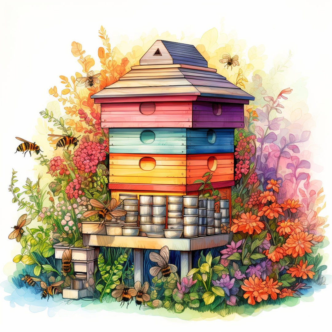 Honey Bee Hive Clipart Bundle, High-quality JPG, Craft Art, Card Making ...