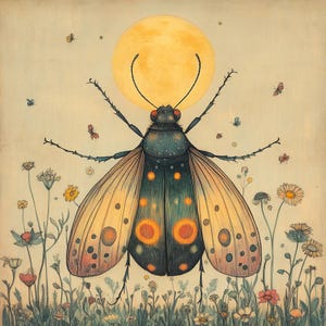 15 Insect in Moon Light Night Clipart Bundle, 15 High-quality JPG, Card ...