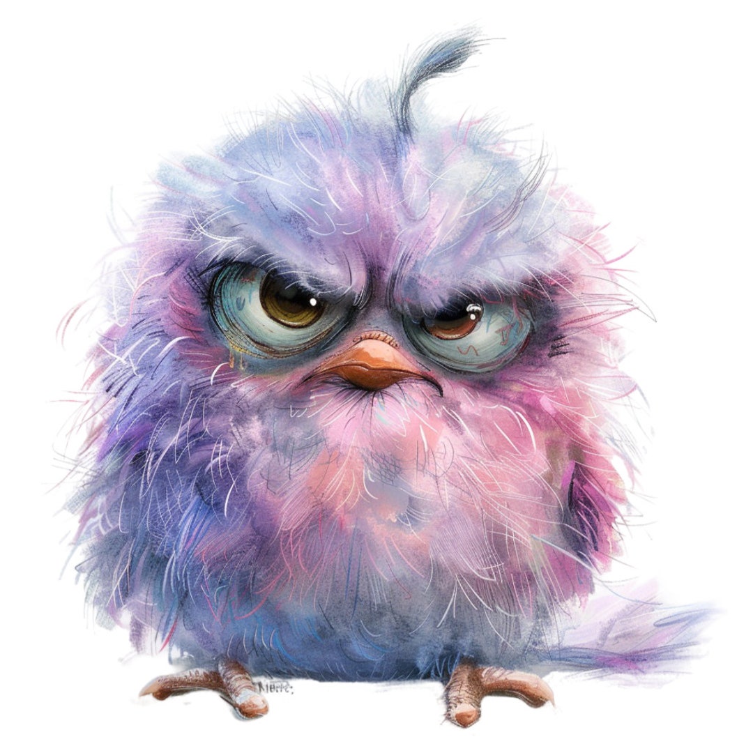 Fluffy Fat Grumpy Bird Clipart Bundle Clipart Bundle, JPG, Card Making ...