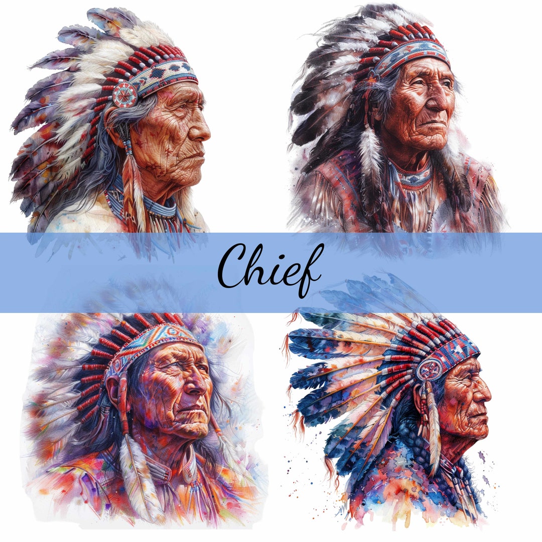 16 Native American Indian Chief Clipart Bundle, 16 High-quality JPG ...