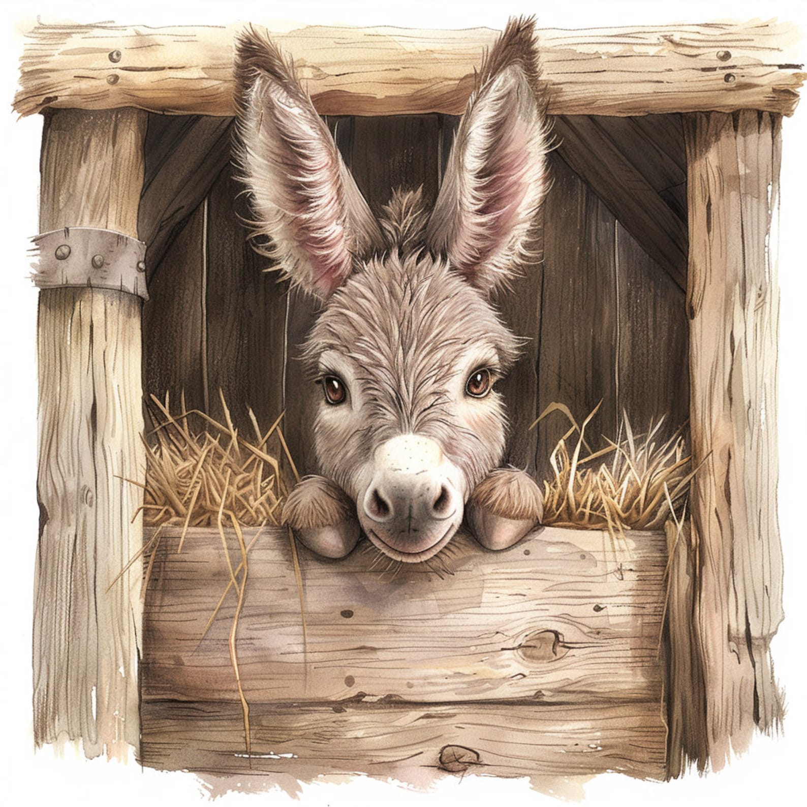 16 Silly Donkey in a Barn Cartoon Clipart Bundle, 16 High-quality JPG ...