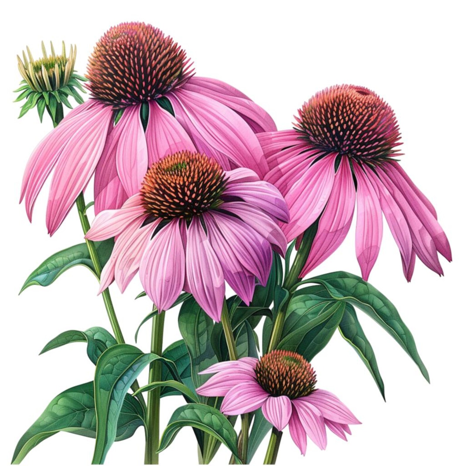 16 Coneflower Flower Mix Clipart Bundle, 16 High-quality JPG, Craft Art ...