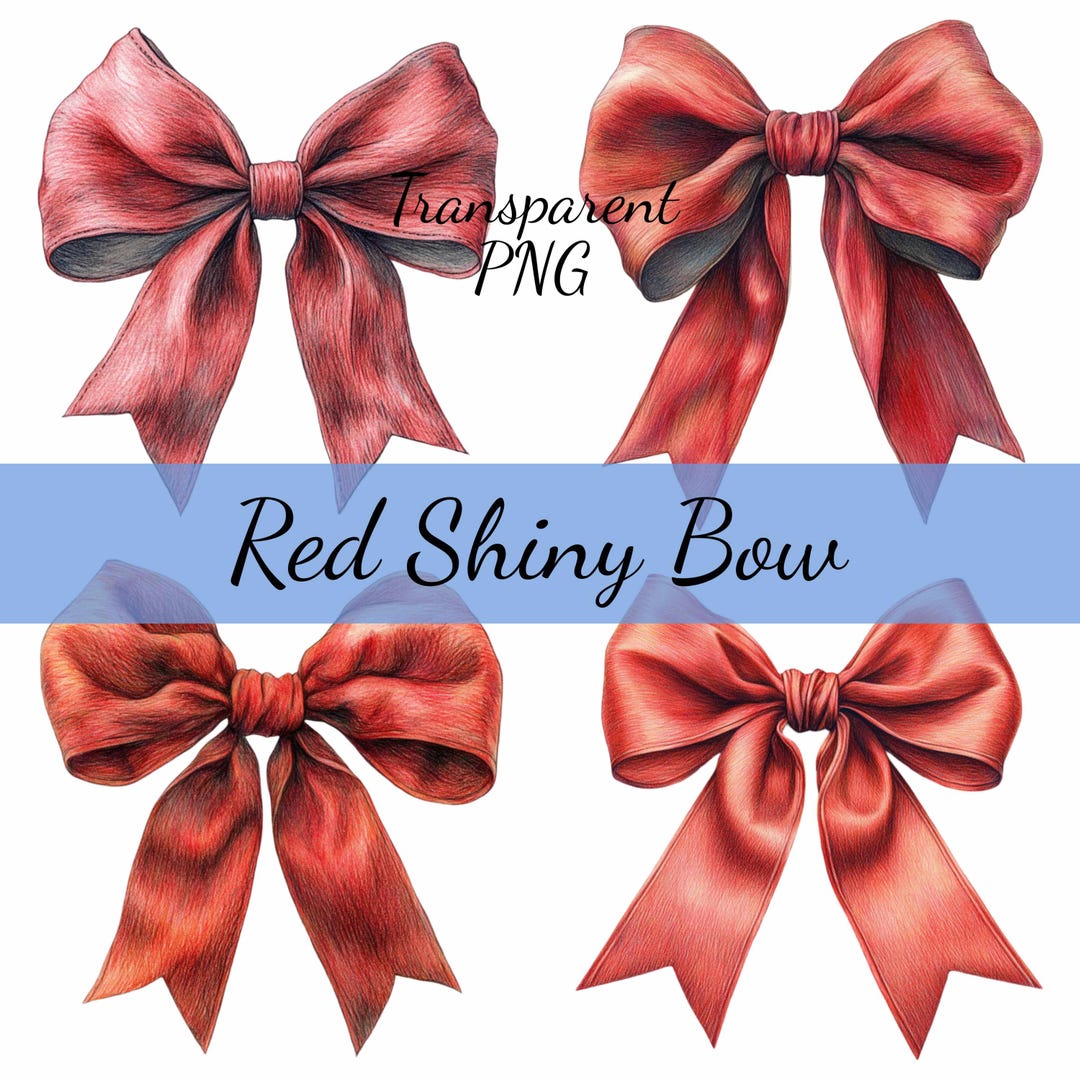 Shiny Red Bow Clipart Bundle, 16 Transparent PNG Download, Craft Art ...