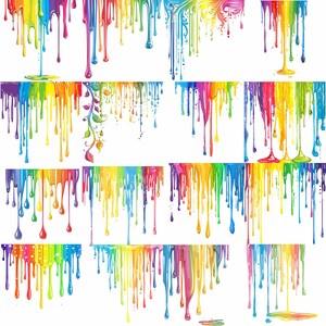 16 Rainbow Paint Drips Clipart Bundle, 16 High-quality JPG, Craft Art ...