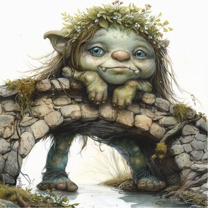 12 Cute Troll and Bridge Clipart Bundle, 12 High-quality JPG, Craft Art ...