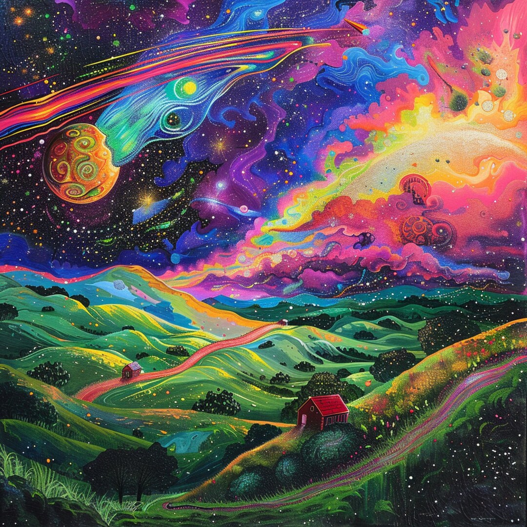 Psychedelic Sky Landscape Clipart Bundle, 15 High-quality JPG, Craft Art, Card Making, Clip Art ...